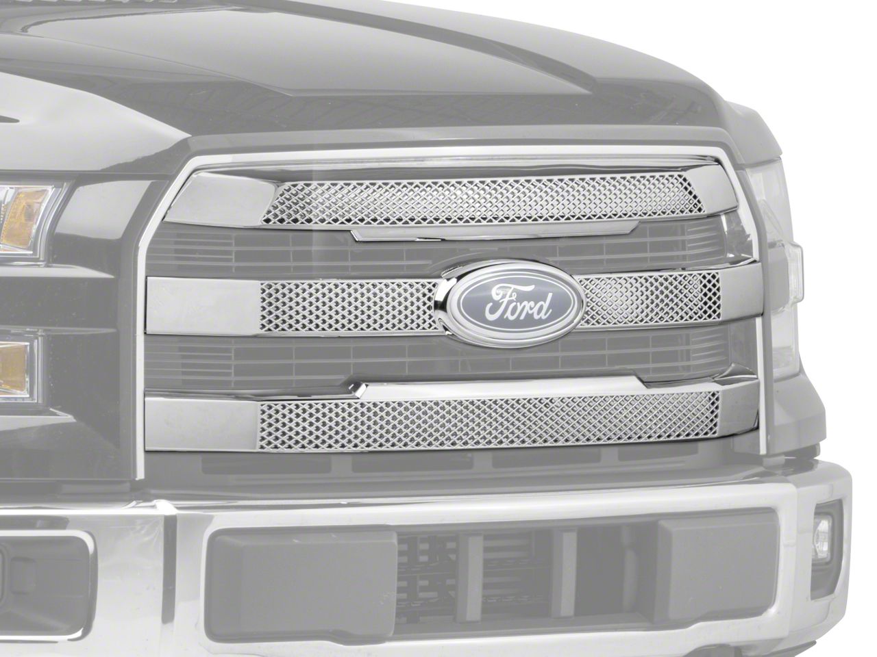 F-150 Mesh Upper Overlay Grille; Chrome (15-17 F-150 Lariat)