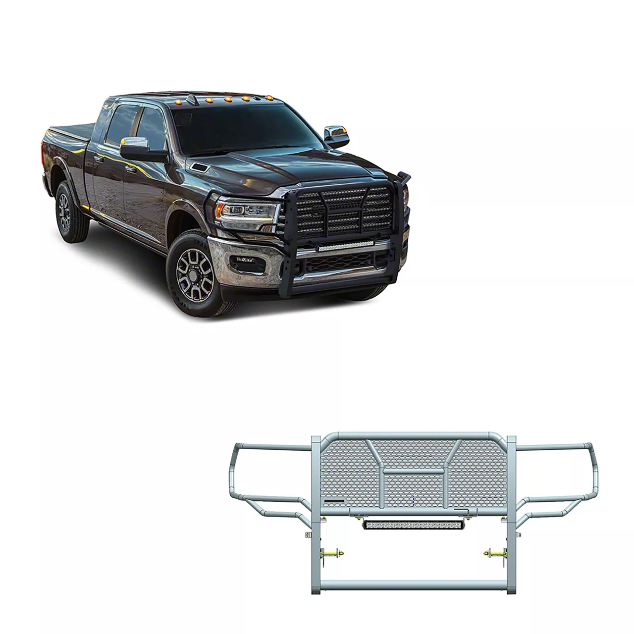 RAM 2500 Rugged Heavy Duty Grille Guard with 20-Inch LED Light Bar ...