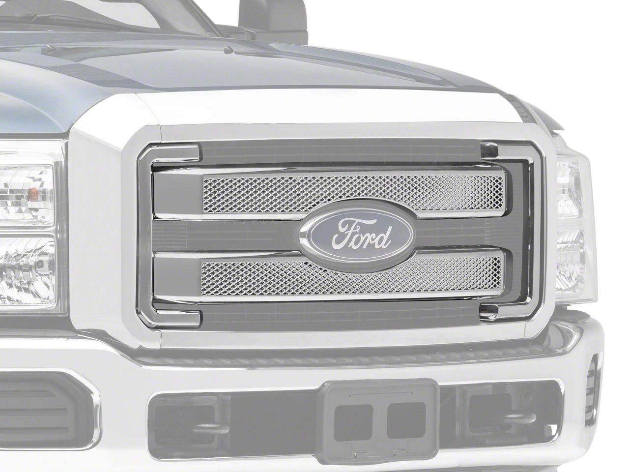 F-250 Super Duty Mesh Upper Overlay Grilles; Chrome (11-16 F-250 Super ...