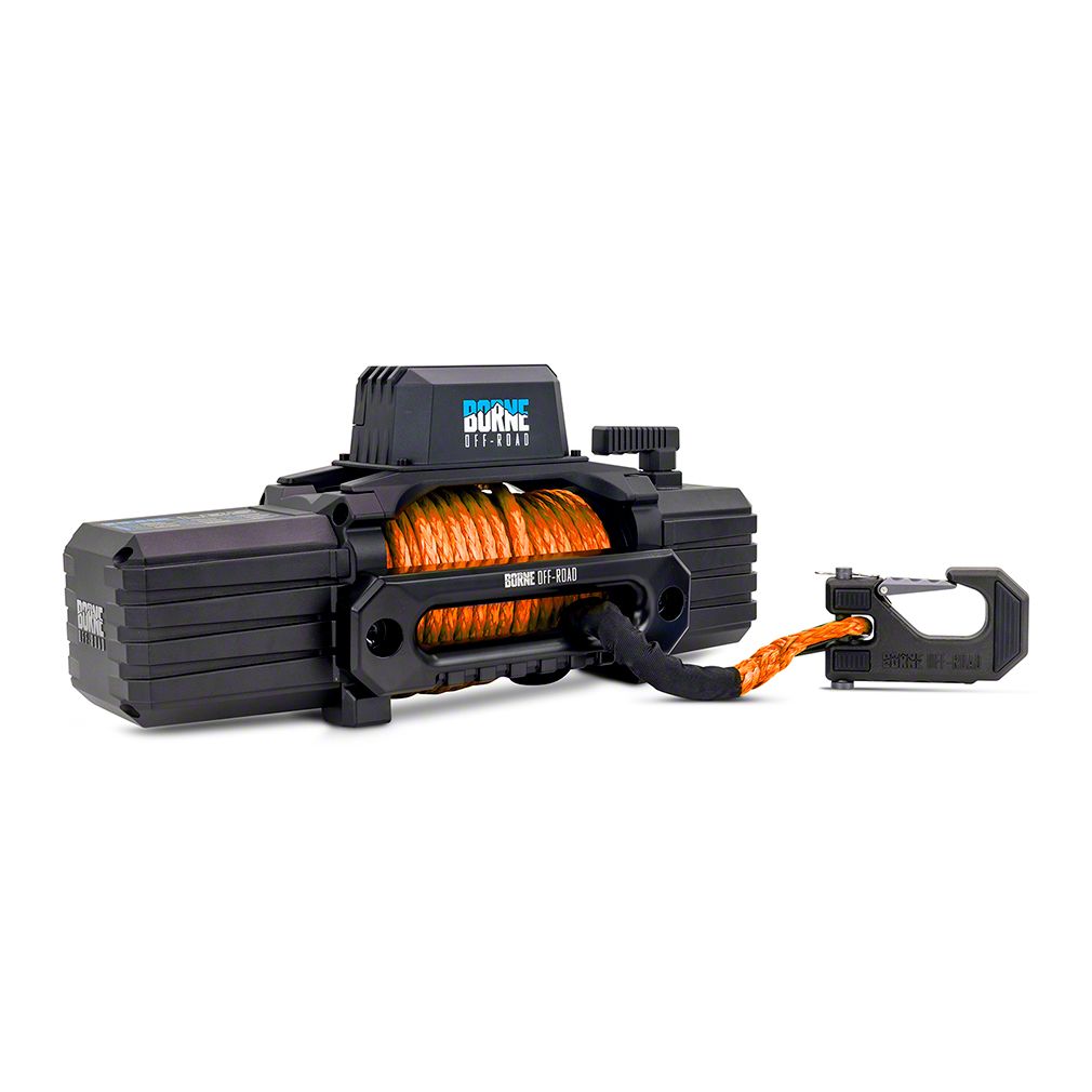 Borne Off-Road Sierra 1500 12,000 lb. Winch with Orange Synthetic Rope ...