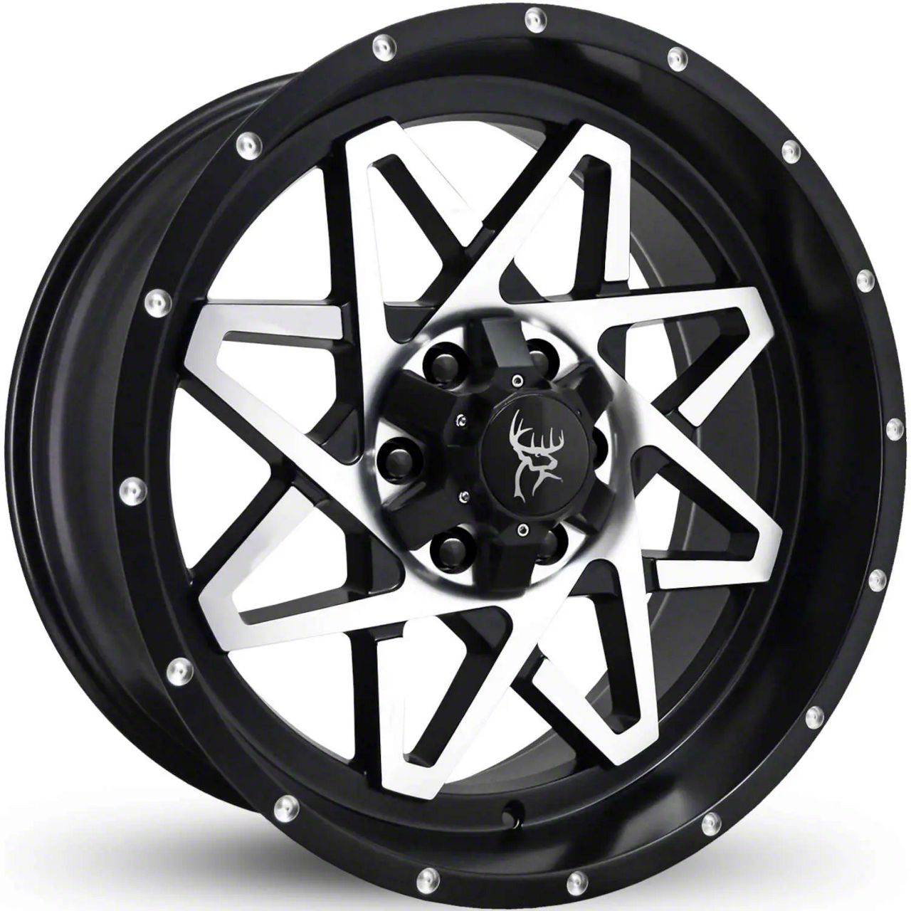 Buck Commander Canyon Gridlock Satin Black Machined Face 6-Lug Wheel ...