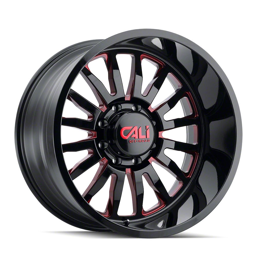 Cali Off-Road Sierra 3500 Summit Gloss Black Milled with Prism Red 8 ...