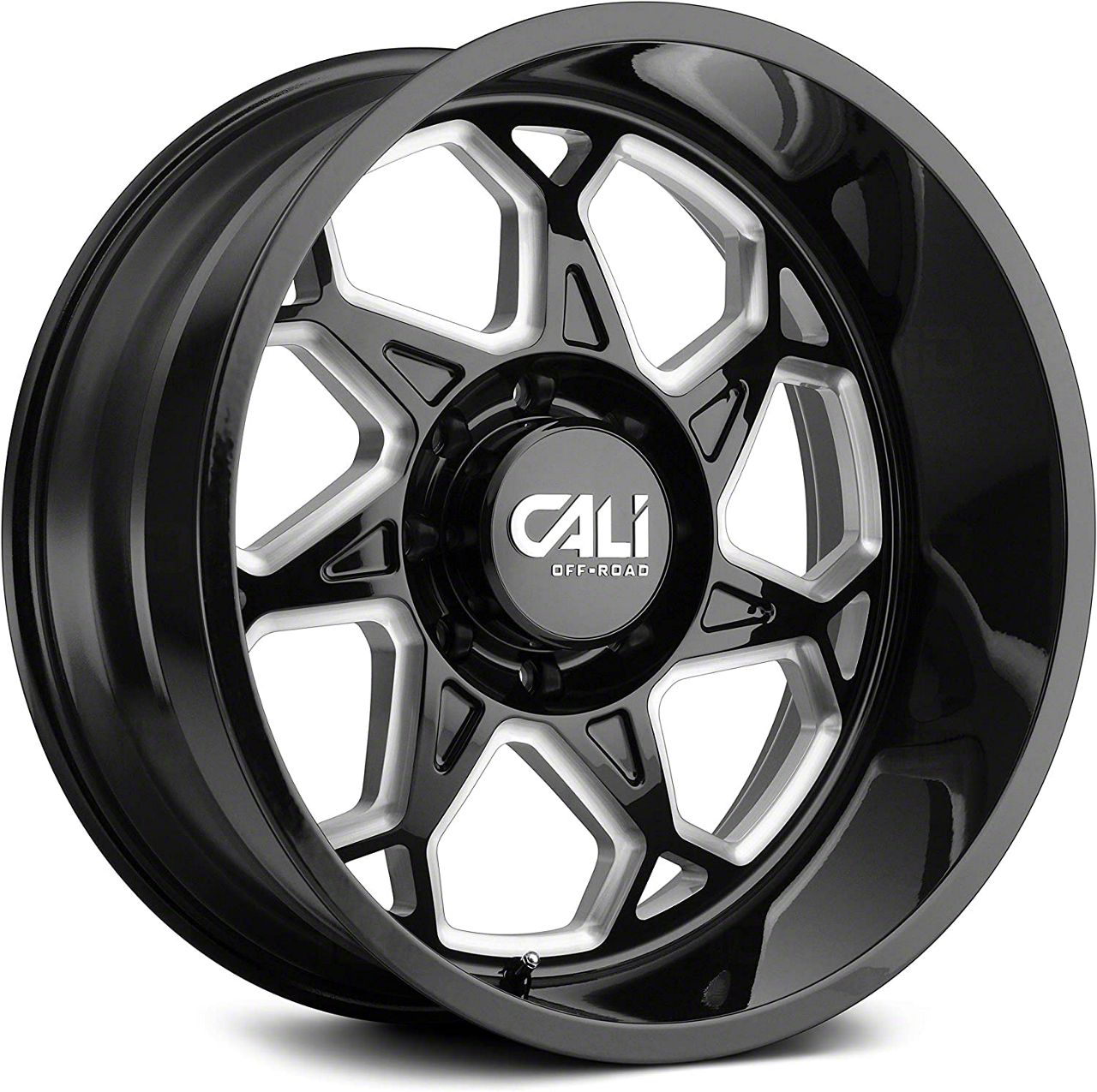 Cali Off-Road Canyon Sevenfold Gloss Black Milled 6-Lug Wheel; 20x10 ...