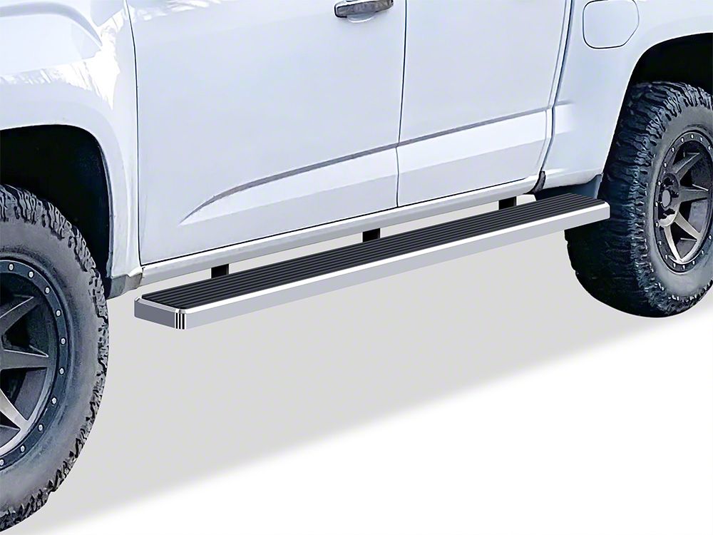 Canyon 5-Inch Wheel-to-Wheel Running Boards; Hairline Silver (15-22 ...