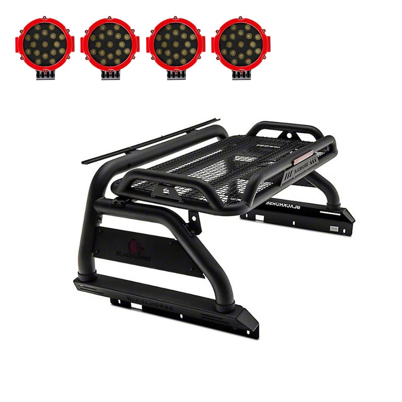 Canyon Atlas Roll Bar with 7-Inch Red Round LED Lights for Tonneau ...