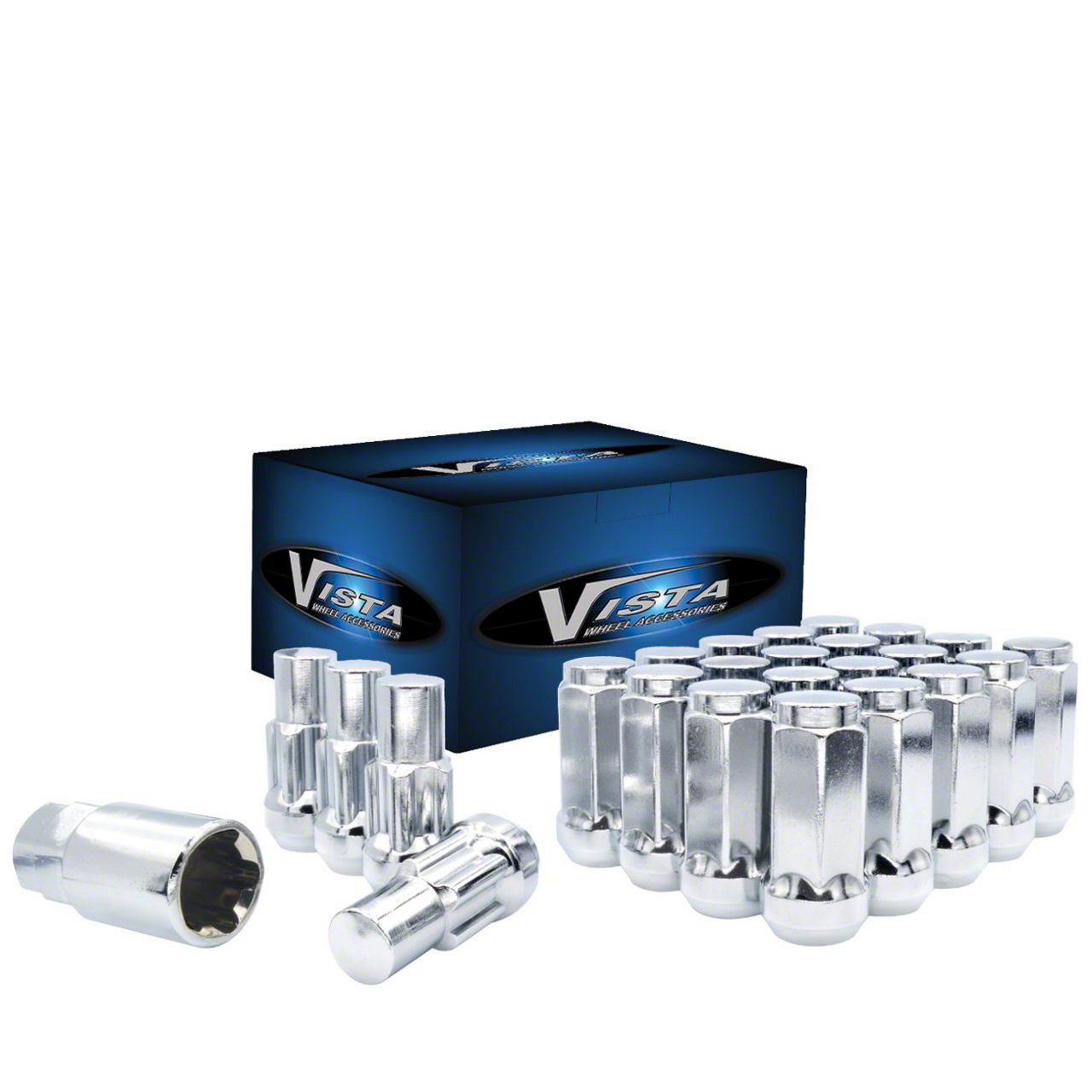 Canyon Chrome Acorn Lug Nuts for Aftermarket Wheels; M14x1.5; Set of 24 ...