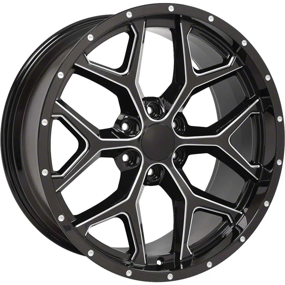 Canyon CV98 Gloss Black Milled 6-Lug Wheel; 22x9; 24mm Offset (23-24 ...