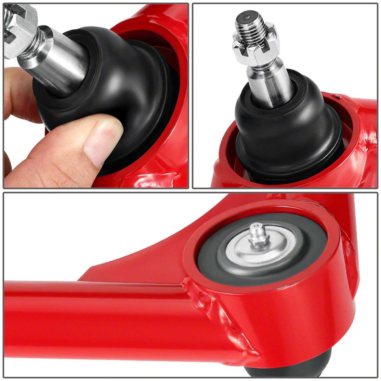 Canyon Front Upper Control Arms for 2 to 4-Inch Lift; Black/Red (15-22 ...