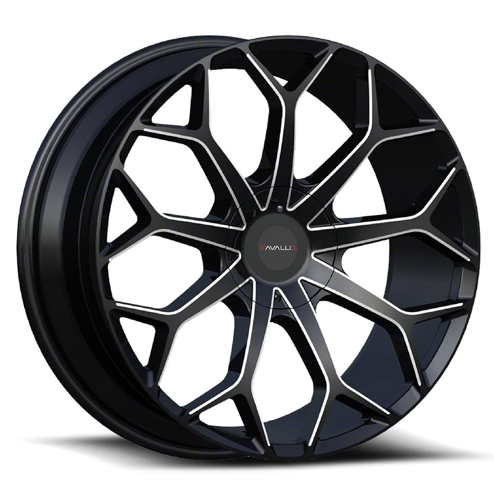 Cavallo Silverado 1500 CLV-22 Gloss Black and Milled 6-Lug Wheel; 24x9 ...
