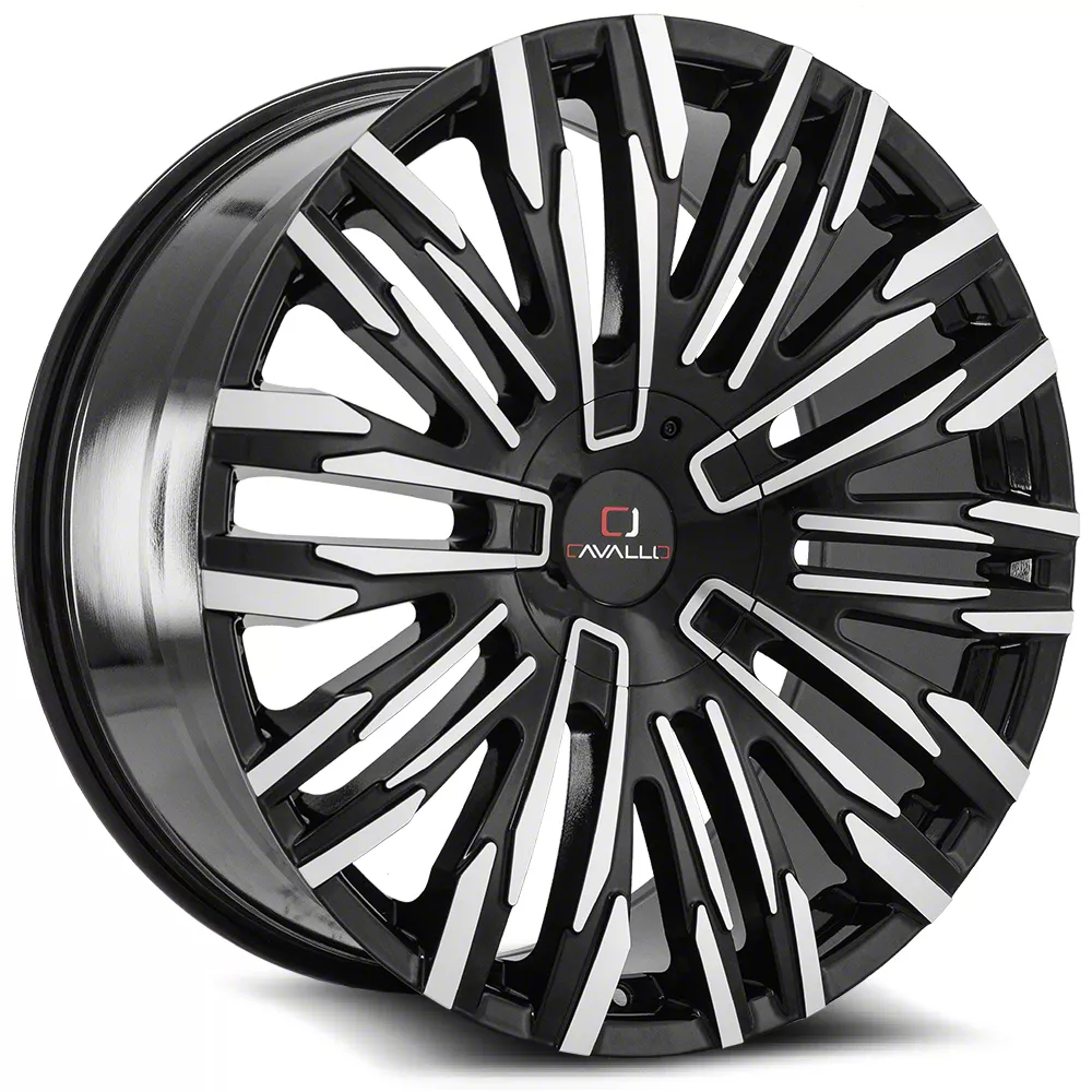 Cavallo Silverado 1500 CLV-28 Gloss Black and Machined 6-Lug Wheel ...