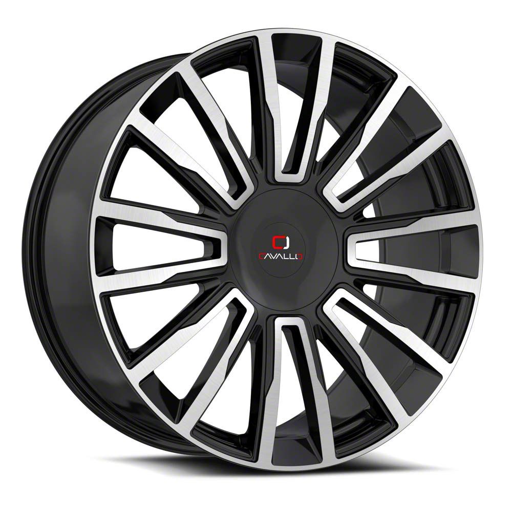 Cavallo Yukon CLV-47 Gloss Black and Machined 6-Lug Wheel; 26x9.5; 25mm Offset CLV ...