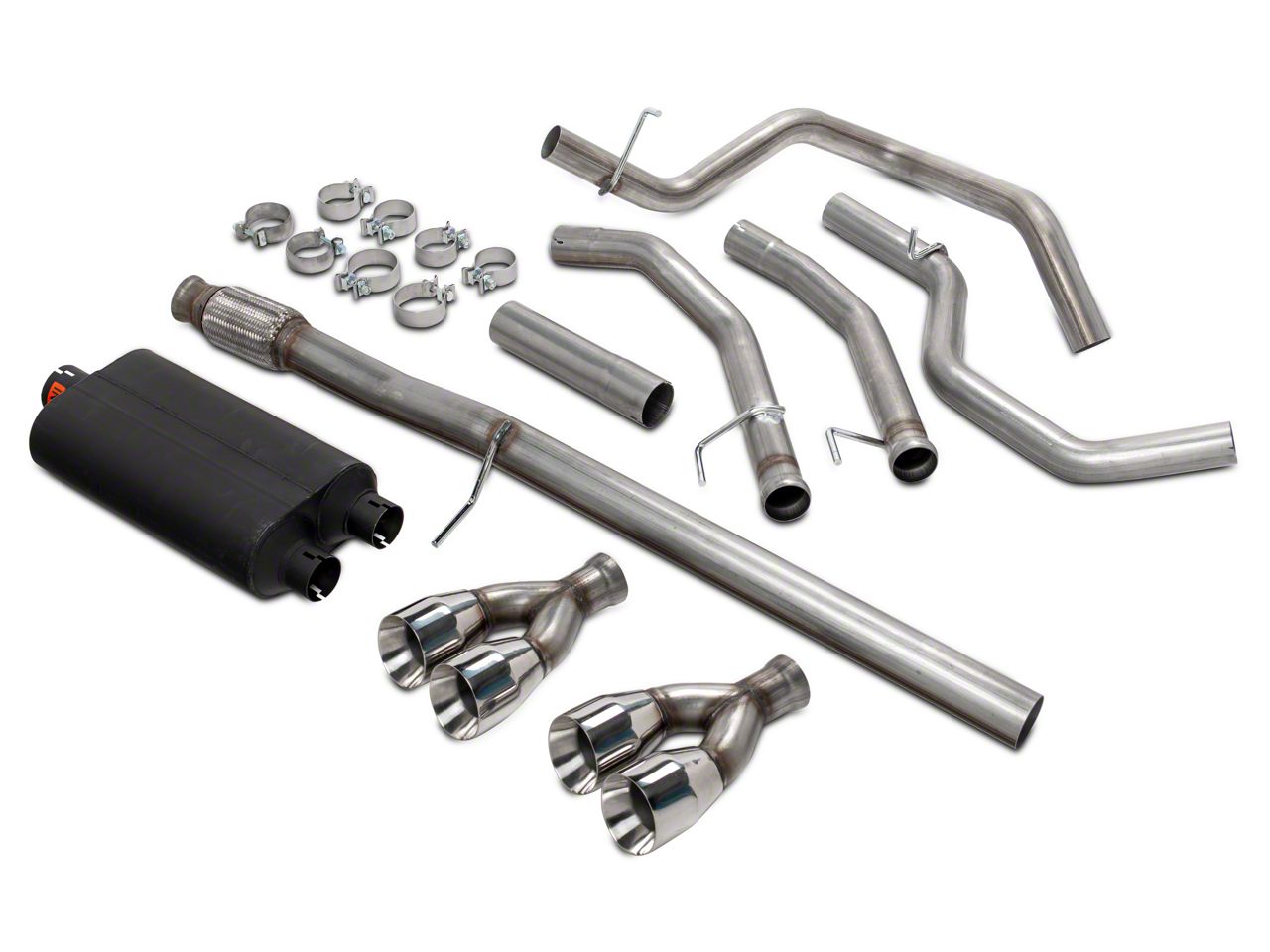 C&L Silverado 1500 Dual Exhaust System with Polished Tips; Rear Exit ...