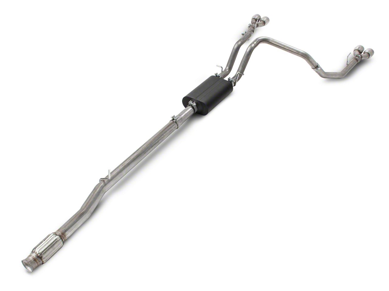 C&L Silverado 1500 Dual Exhaust System with Polished Tips; Rear Exit ...