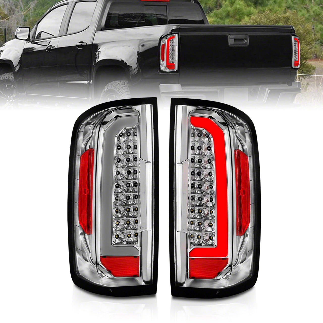 Colorado Full LED Tail Lights; Chrome Housing; Clear Lens (15-22 ...