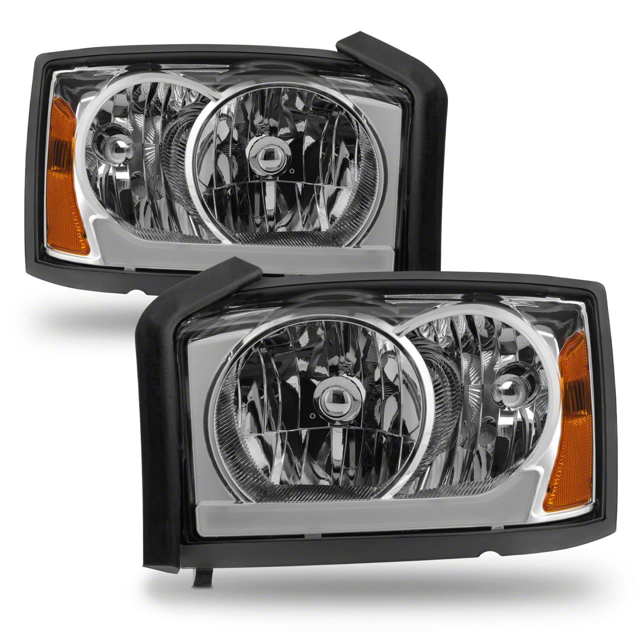 Dakota DRL LED Light Bar Headlights; Chrome Housing; Clear Lens (05-07 ...