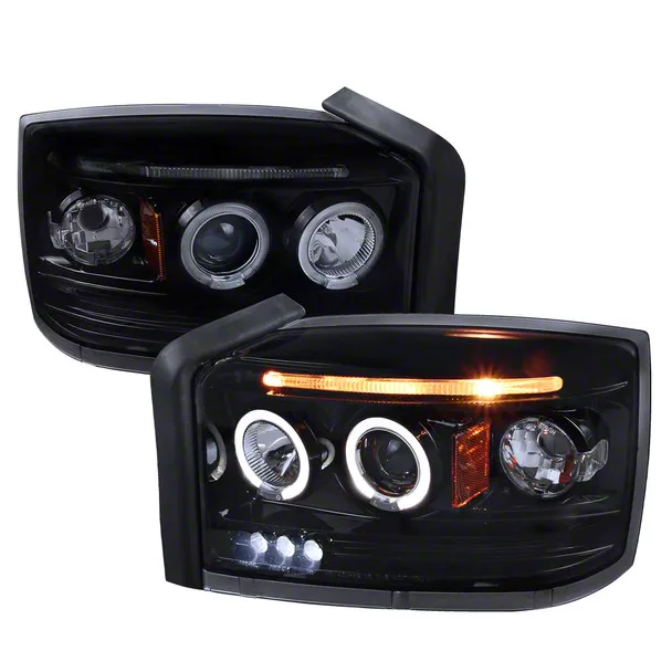 Dakota Dual Halo Projector Headlights; Gloss Black Housing; Smoked Lens ...
