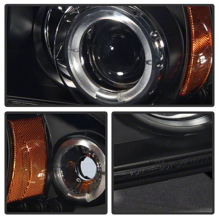 Dakota Signature Series LED Halo Projector Headlights; Black Housing ...
