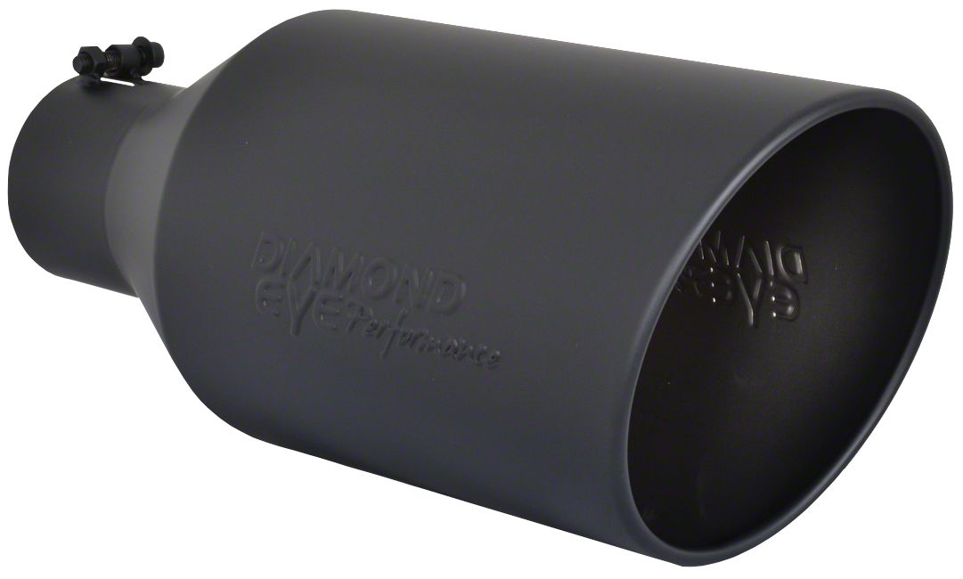Silverado 2500 8-Inch Rolled Angle Exhaust Tip; Black (Fits 4-Inch Tail ...