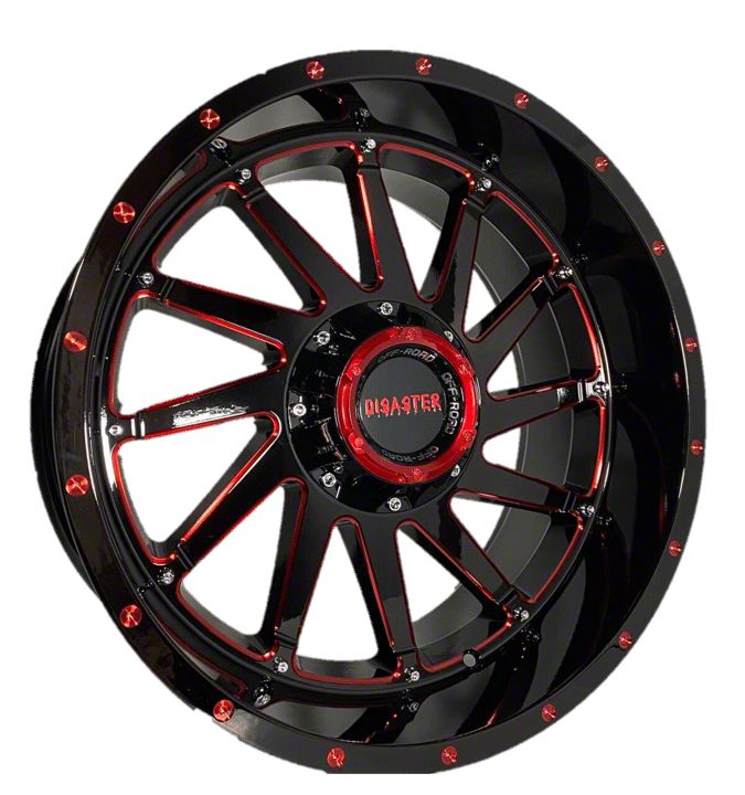Disaster Offroad RAM 1500 D01 Gloss Black with Candy Red Milled 6-Lug ...