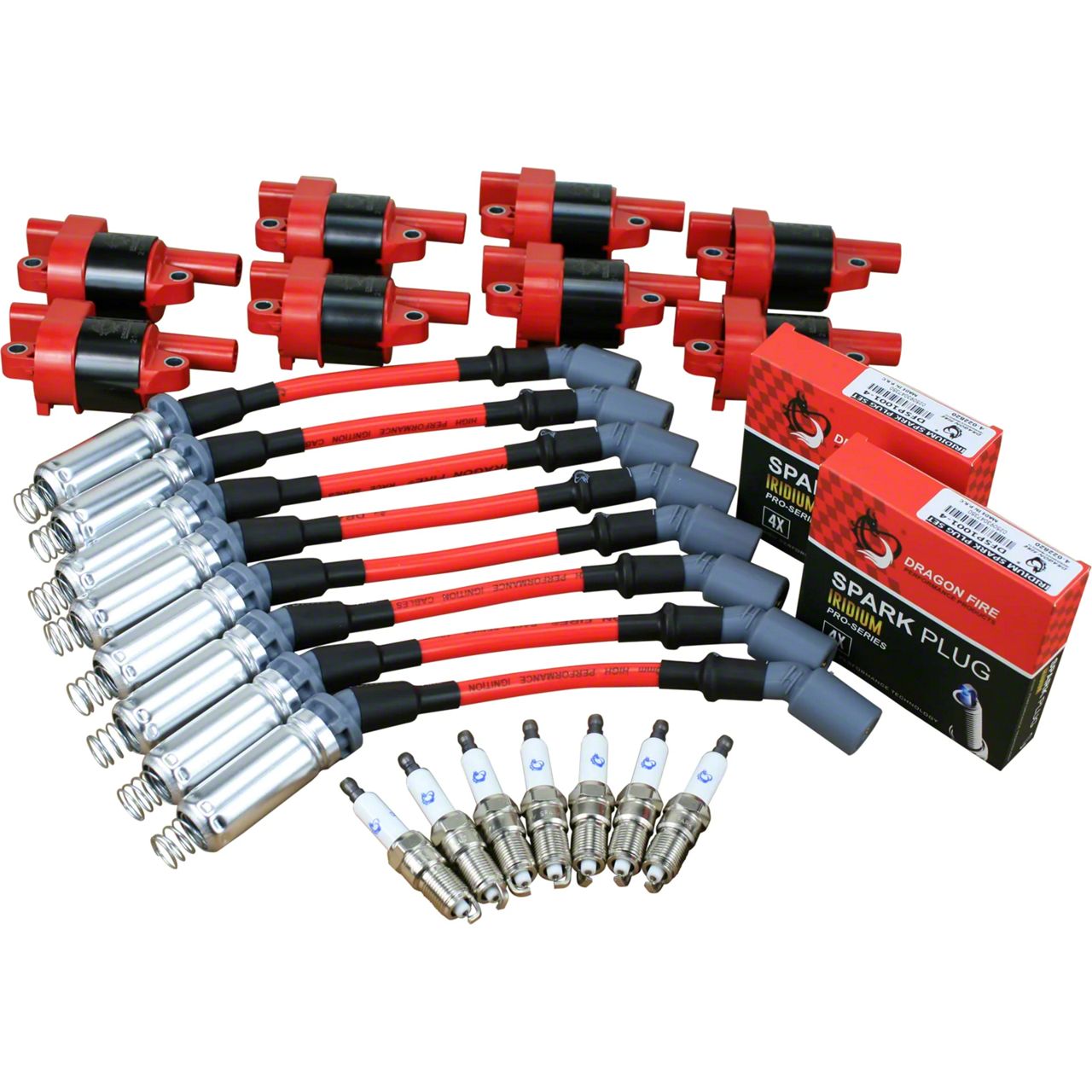 Dragon Fire Performance Tahoe Ignition Tune Up Kit; Red Kit-1007 (07-14 V8 Tahoe w/ Round Coils ...