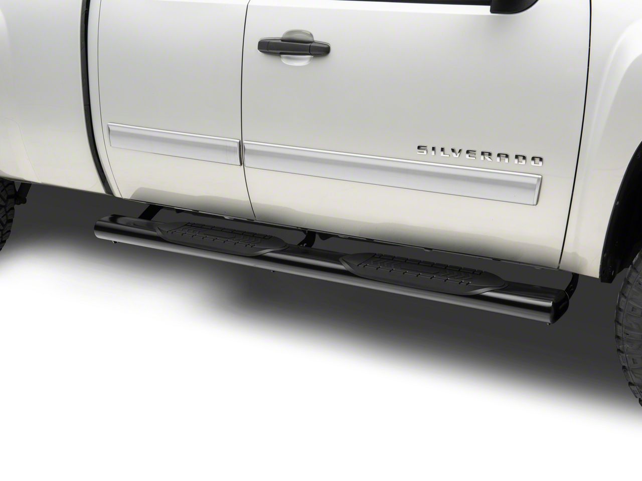 Barricade Silverado 1500 6-Inch Oval Straight End Side Step Bars; Black S109189 (07-13 Silverado ...