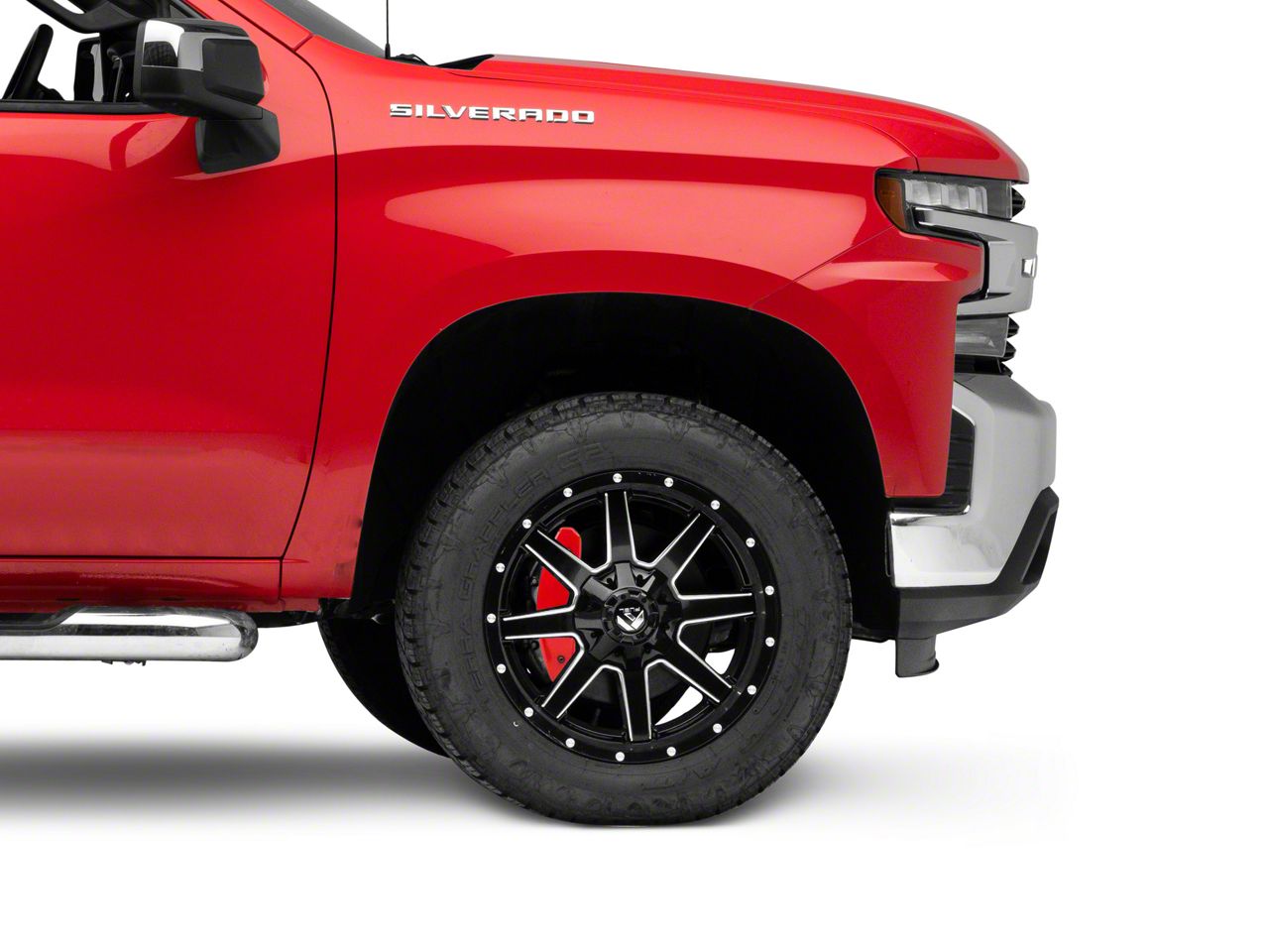 Silverado 1500 Brake Caliper Covers; Red; Front and Rear (19-25 ...