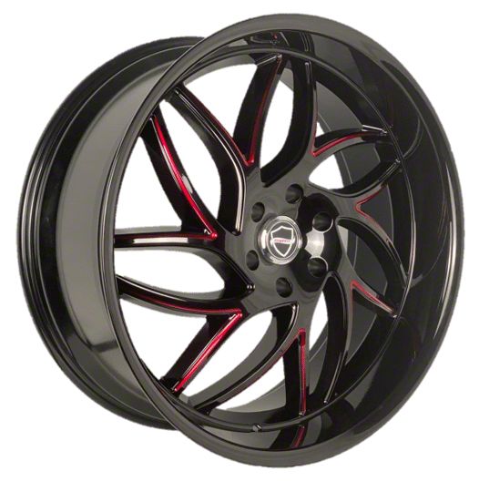Elegance Luxury Ranger Magic Gloss Black with Candy Red Milled 6-Lug ...
