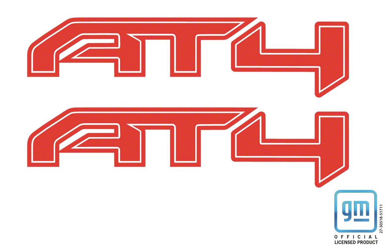 Emblems Plus Sierra 2500 AT4 Bedside Decals; Gloss Red AT4R (20-26 ...