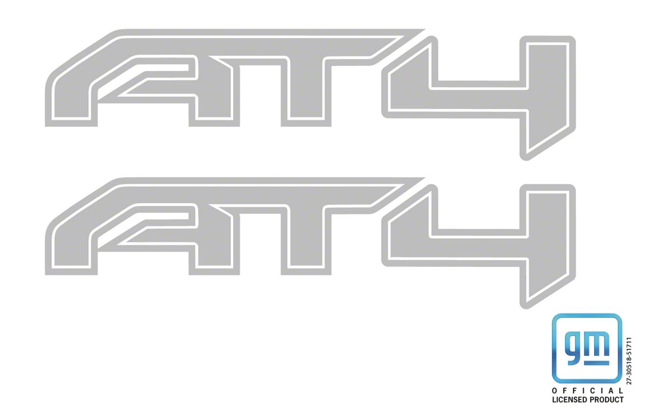 Emblems Plus Sierra 2500 AT4 Bedside Decals; Gloss Silver AT4S (20-26 ...