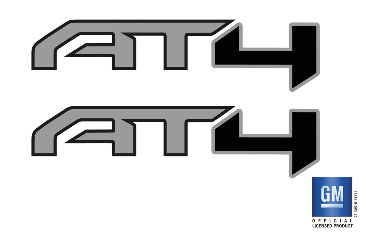 Emblems Plus Sierra 2500 AT4 Bedside Decals; Silver/Black AT4B4 (20-26 ...