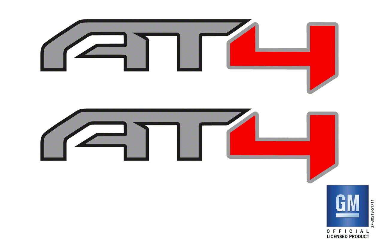 Emblems Plus Sierra 3500 AT4 Off Road Bedside Decals; Gloss Silver ...