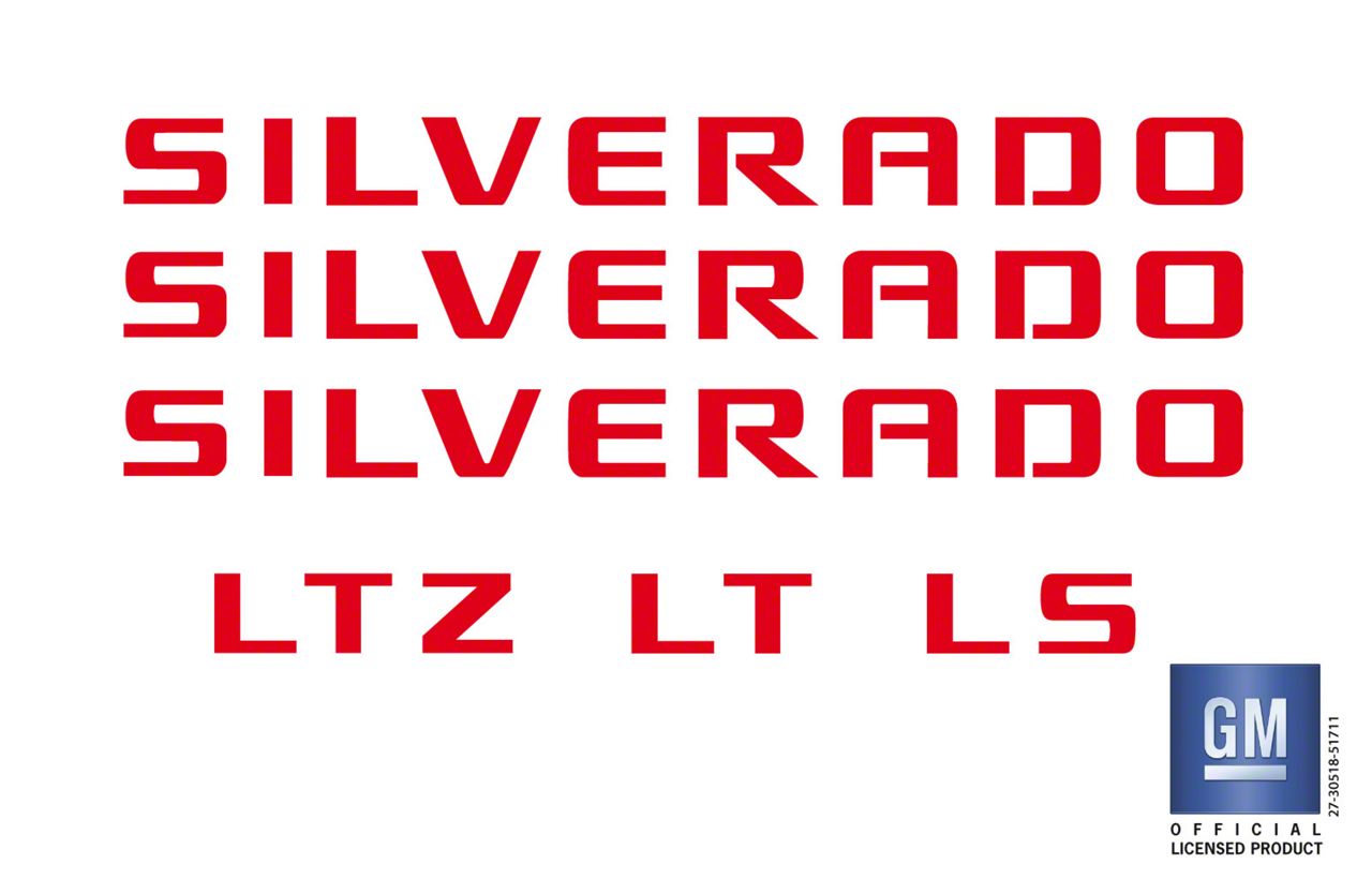 Emblems Plus Silverado 1500 Emblem Overlay Decal Kit; Red CS1EKRD (07 ...