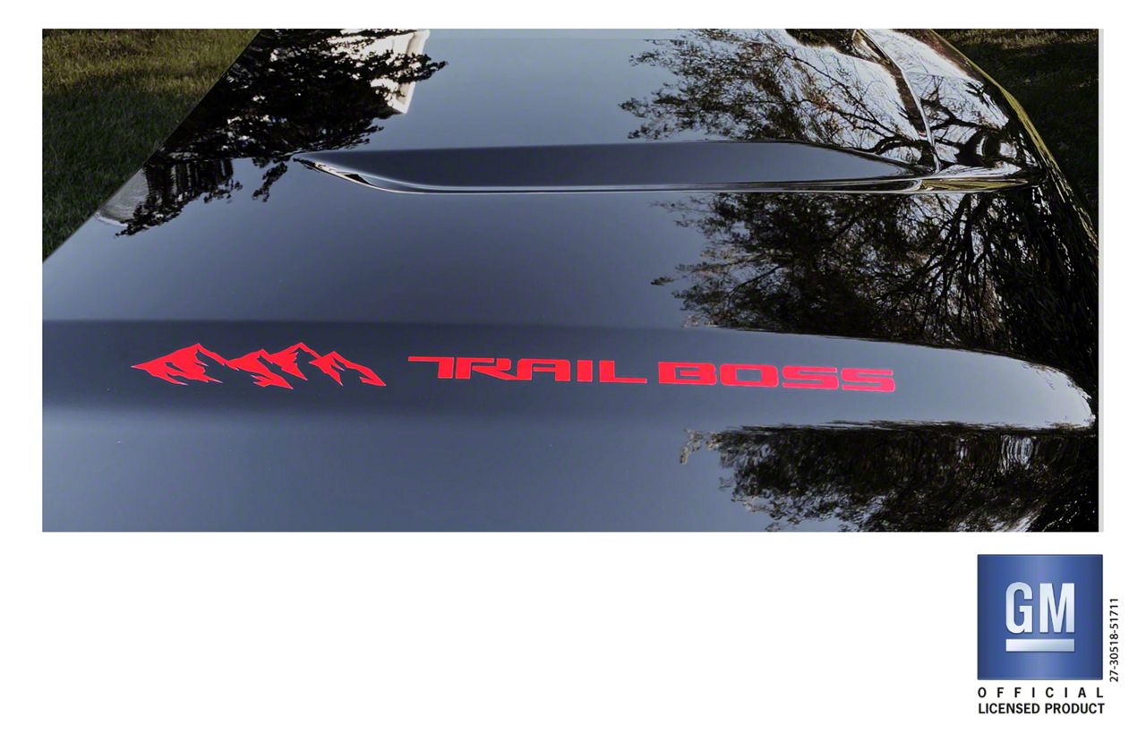 Emblems Plus Silverado 1500 Mountain Trail Boss Outer Hood Decals; Red ...
