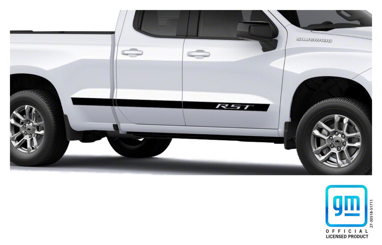 Emblems Plus Silverado 1500 RST Body Side Decals; Gloss Black CSSRSGB ...