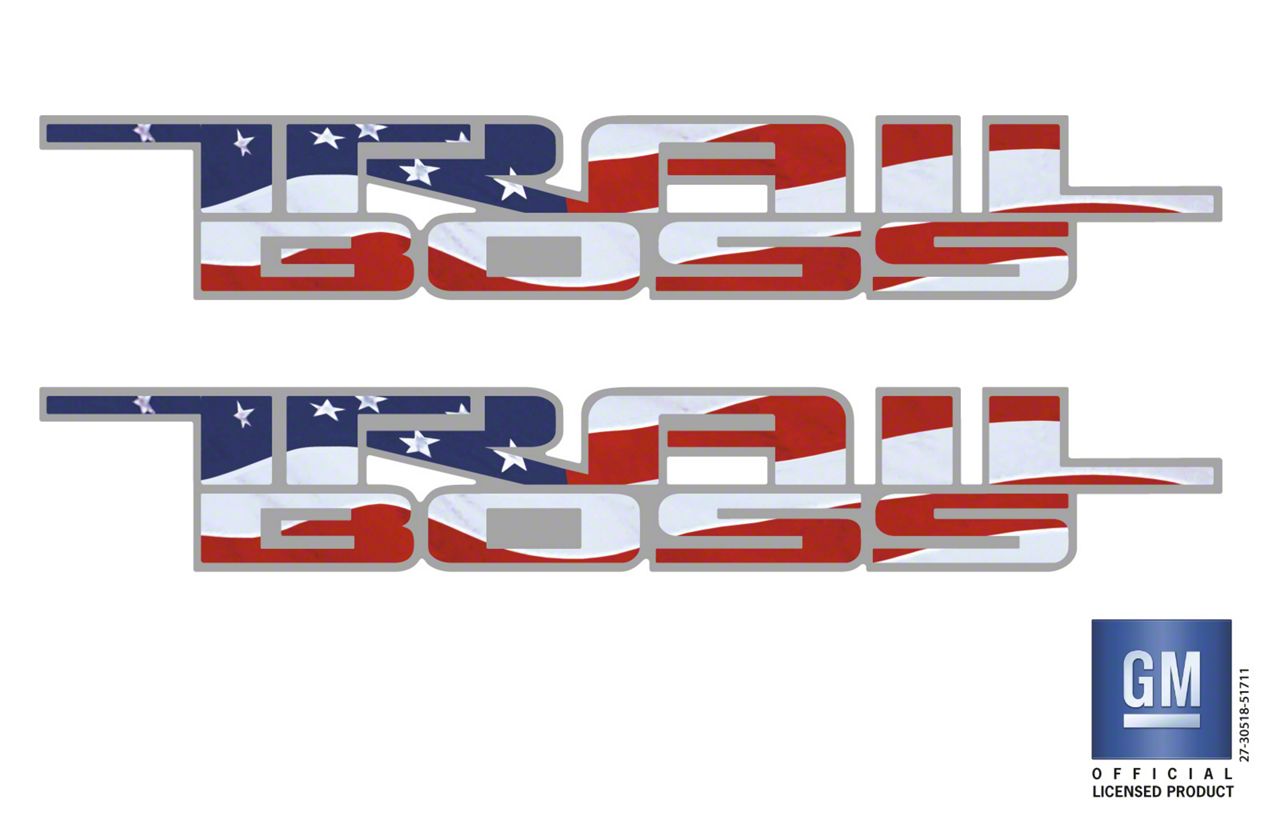 Emblems Plus Silverado 1500 TRAIL BOSS Bedside Decals; American Flag ...