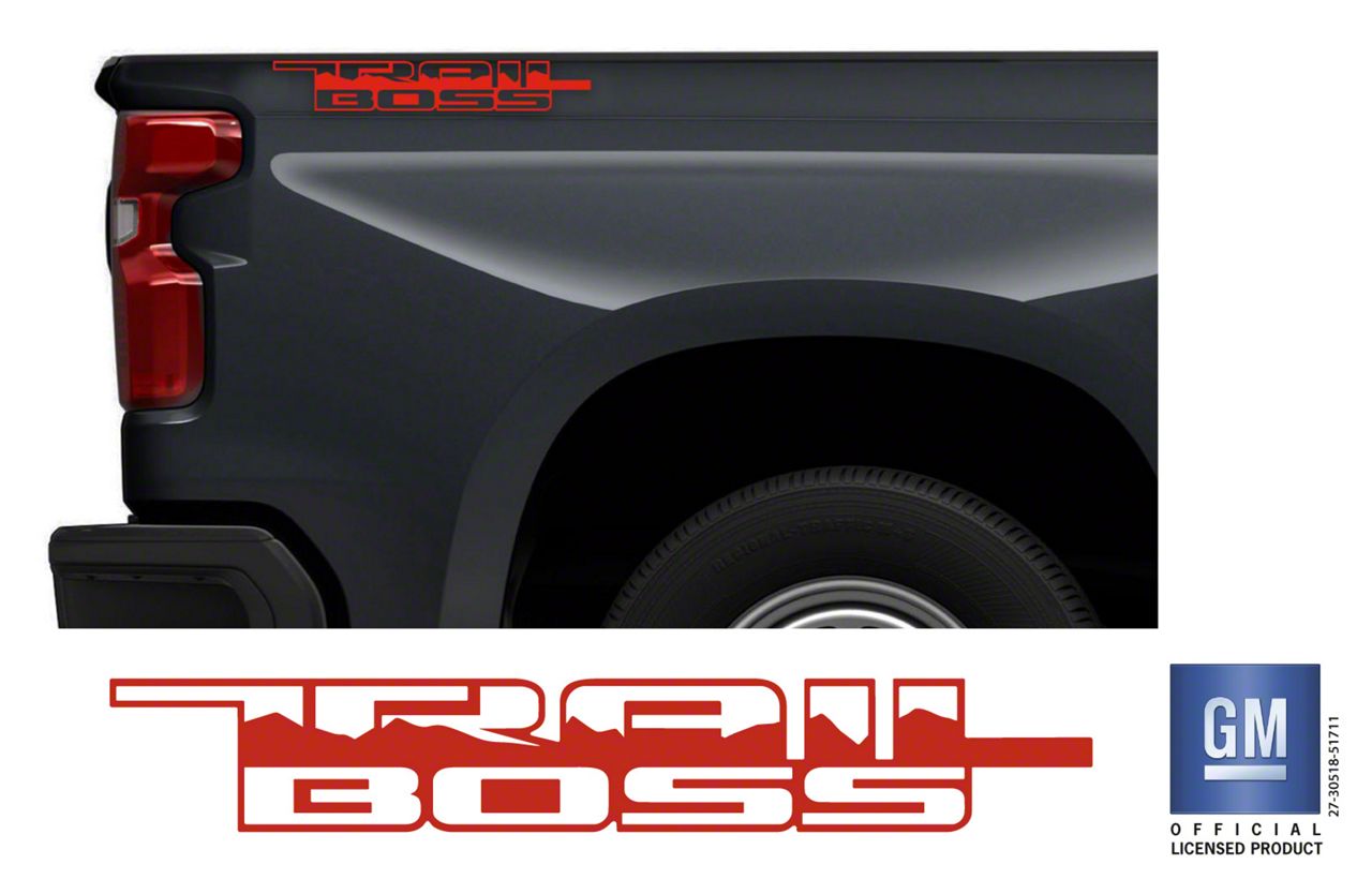 Emblems Plus Silverado 1500 TRAIL BOSS Z71 Bedside Decals; Red ...