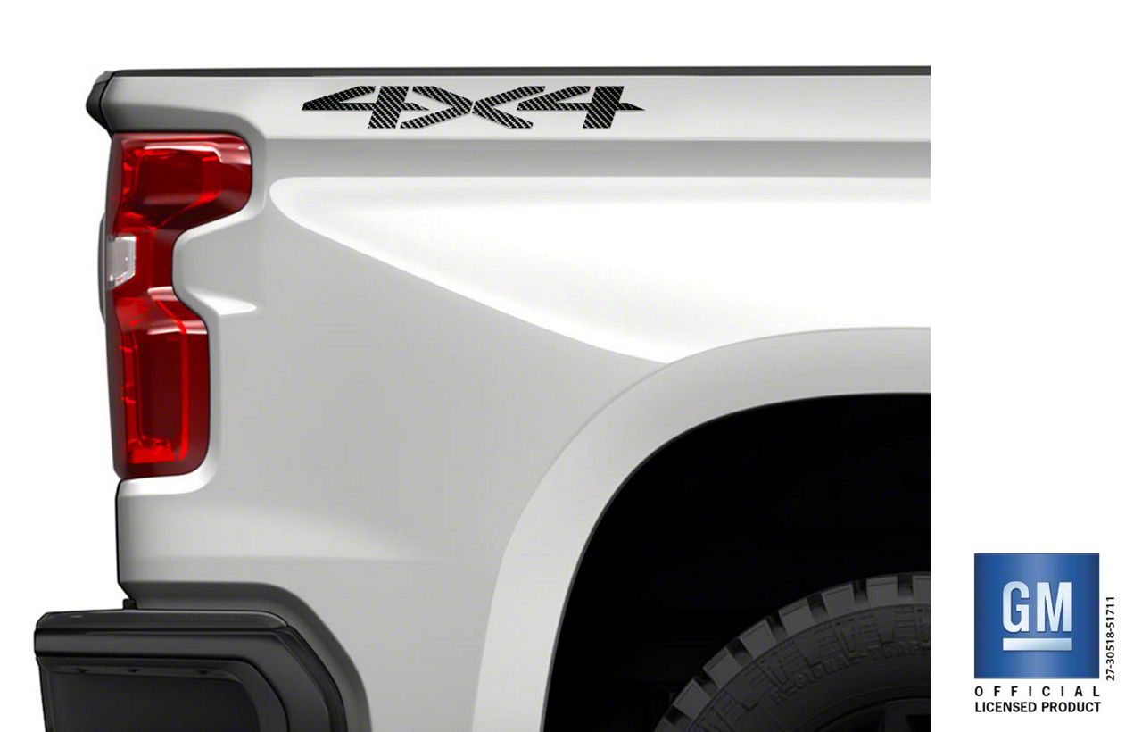 Emblems Plus Silverado 2500 4x4 Bedside Decals; Black Carbon Fiber ...