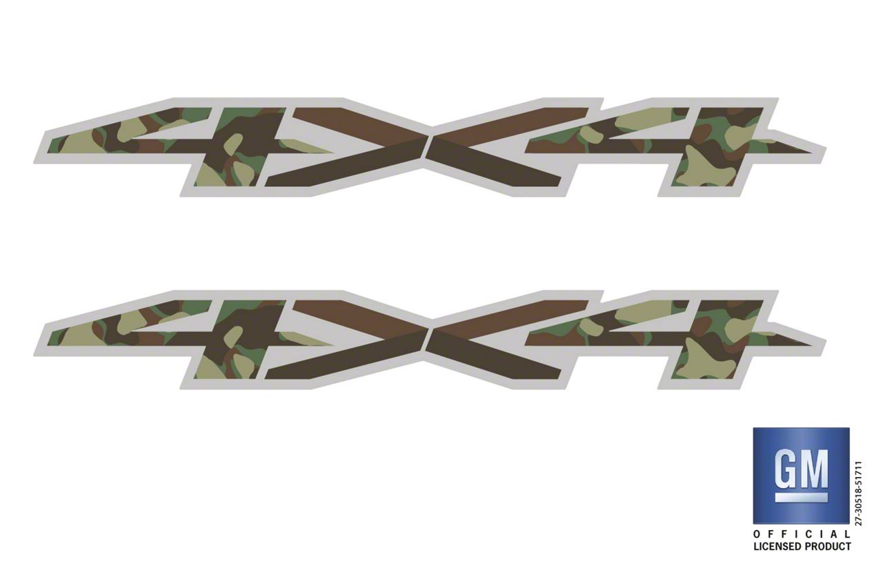 Emblems Plus Silverado 2500 4x4 Bedside Decals; Woodland Camouflage ...