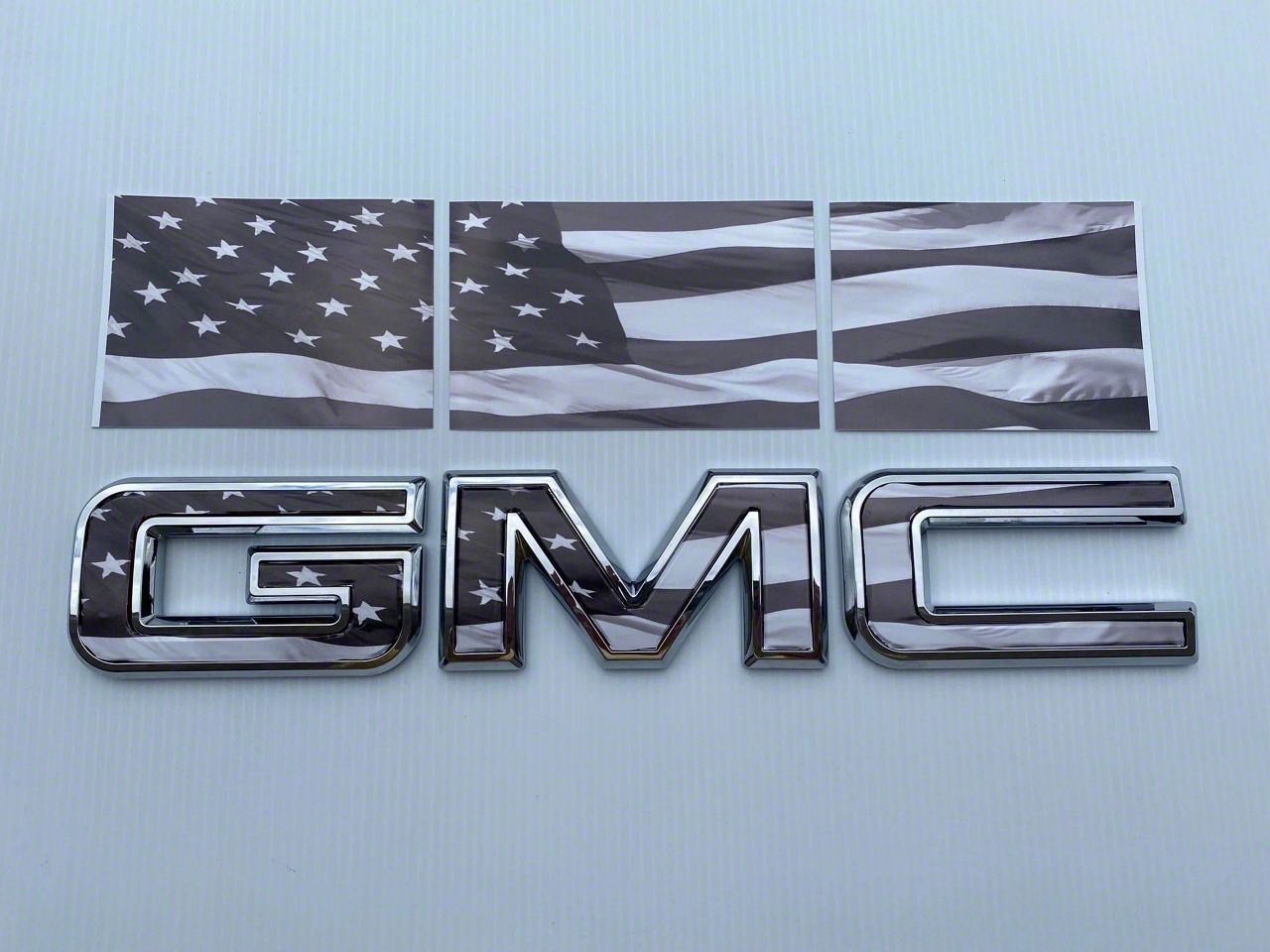 Emblems Plus Yukon GMC Grille Overlay Decal; Black American Flag ...