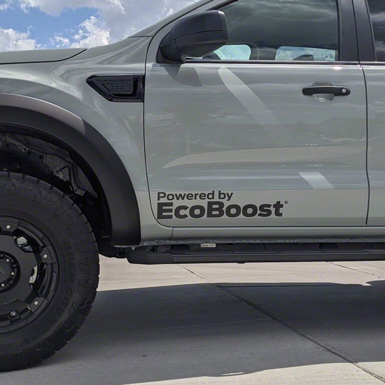 F-150 24-Inch Powered By EcoBoost Side Decals; Matte Black (Universal ...