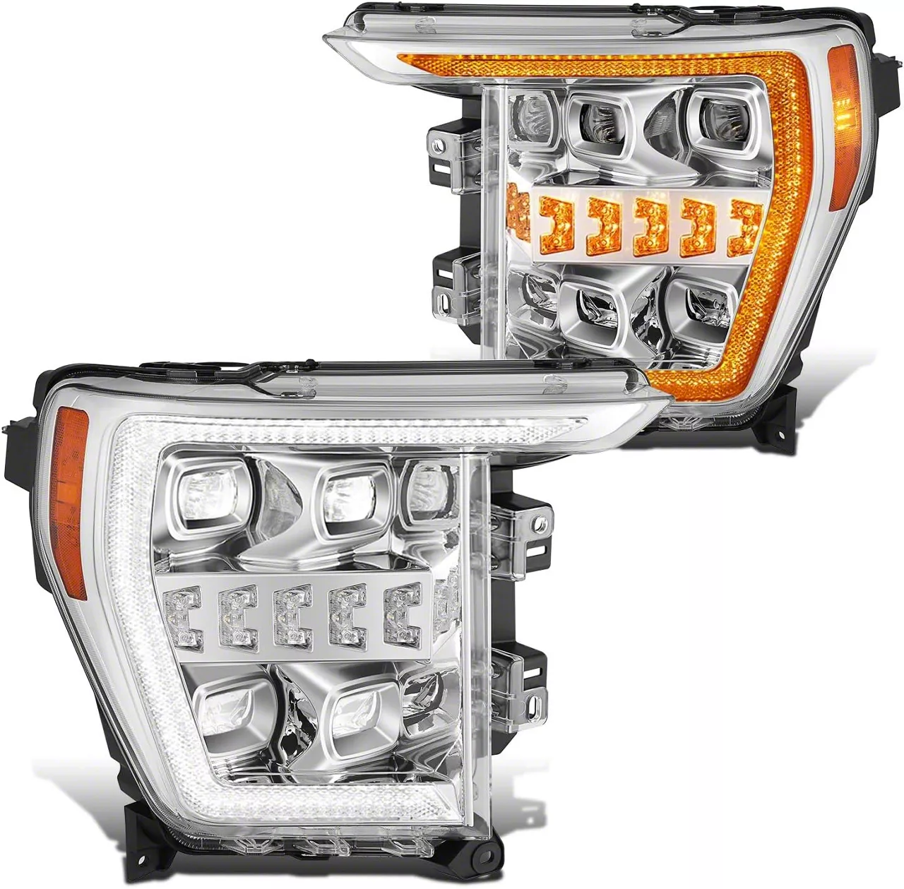 F-150 3D LED DRL Projector Headlights; Chrome Housing; Clear Lens (21 ...