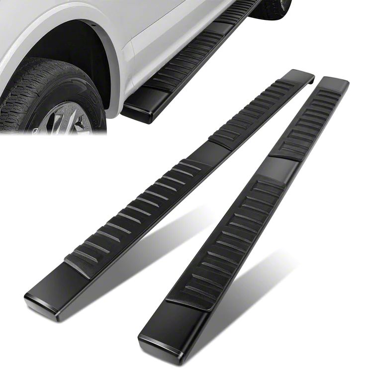 F-150 6-Inch Wide Flat Running Boards; Black (15-25 F-150 SuperCrew ...