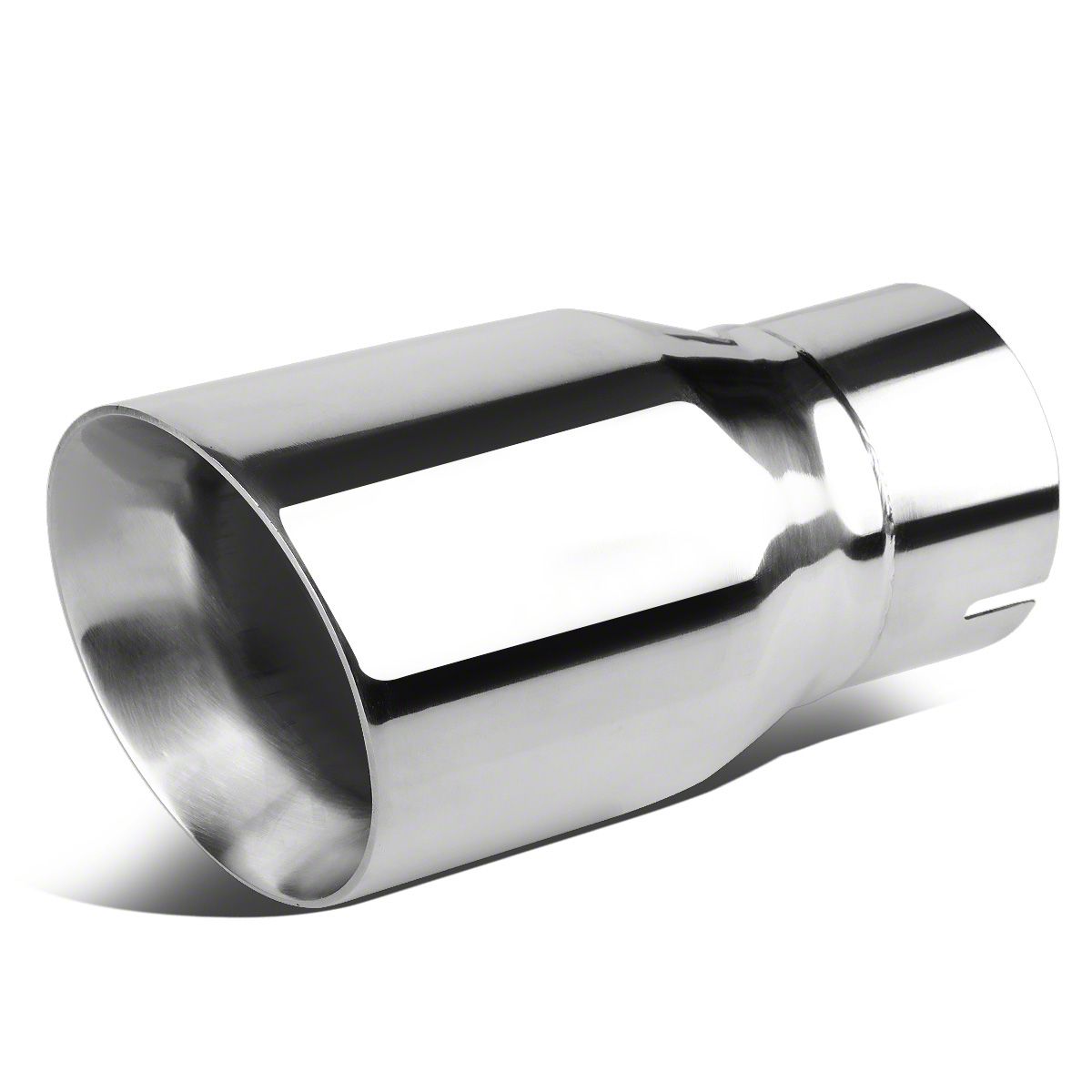 F-150 Angled Cut Dual Wall Exhaust Tip; 4-Inch; Polished (Fits 3-Inch Tailpipe) - Free Shipping