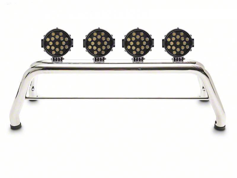 F-150 Atlas Roll Bar with 7-Inch Black Round LED Lights; Stainless ...