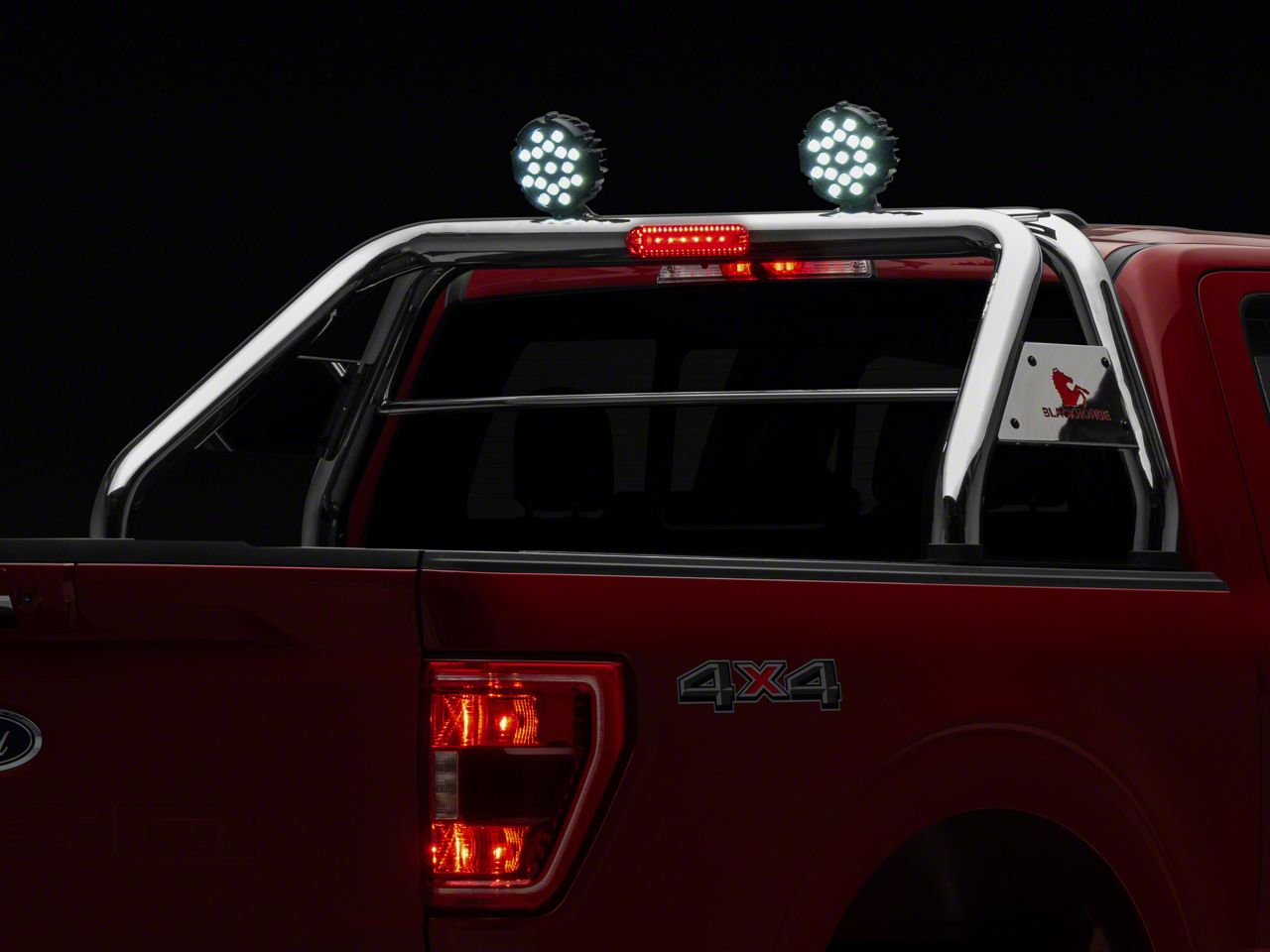 F-150 Atlas Roll Bar with 7-Inch Black Round LED Lights; Stainless ...