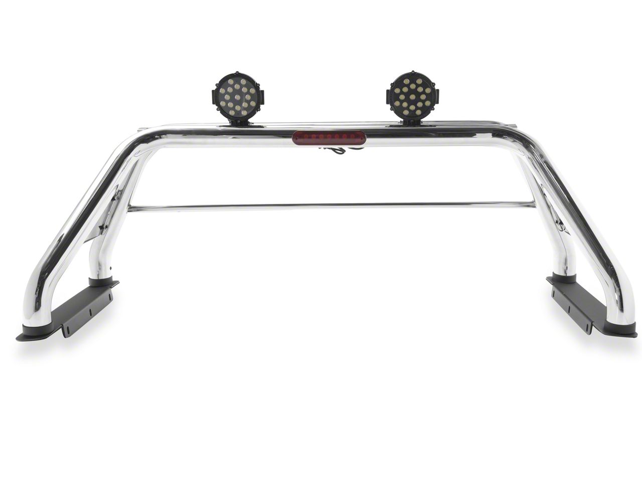 F-150 Atlas Roll Bar with 7-Inch Black Round LED Lights; Stainless ...