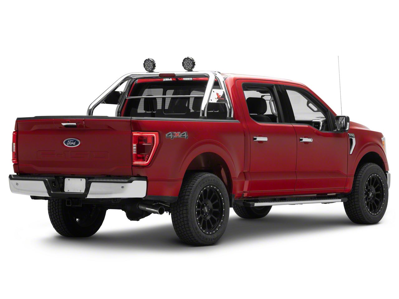 F-150 Atlas Roll Bar with 7-Inch Black Round LED Lights; Stainless ...