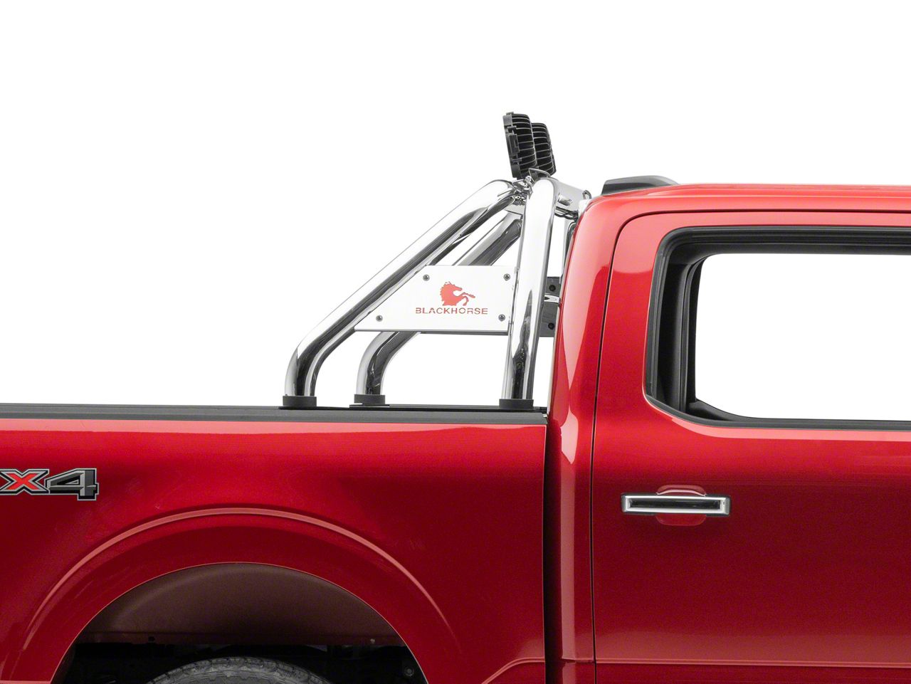 F-150 Atlas Roll Bar with 7-Inch Black Round LED Lights; Stainless ...