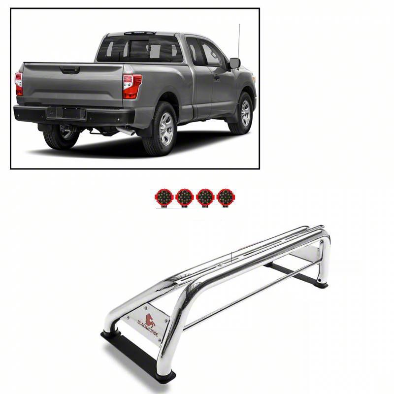 F-150 Atlas Roll Bar with 7-Inch Red Round LED Lights; Stainless Steel ...