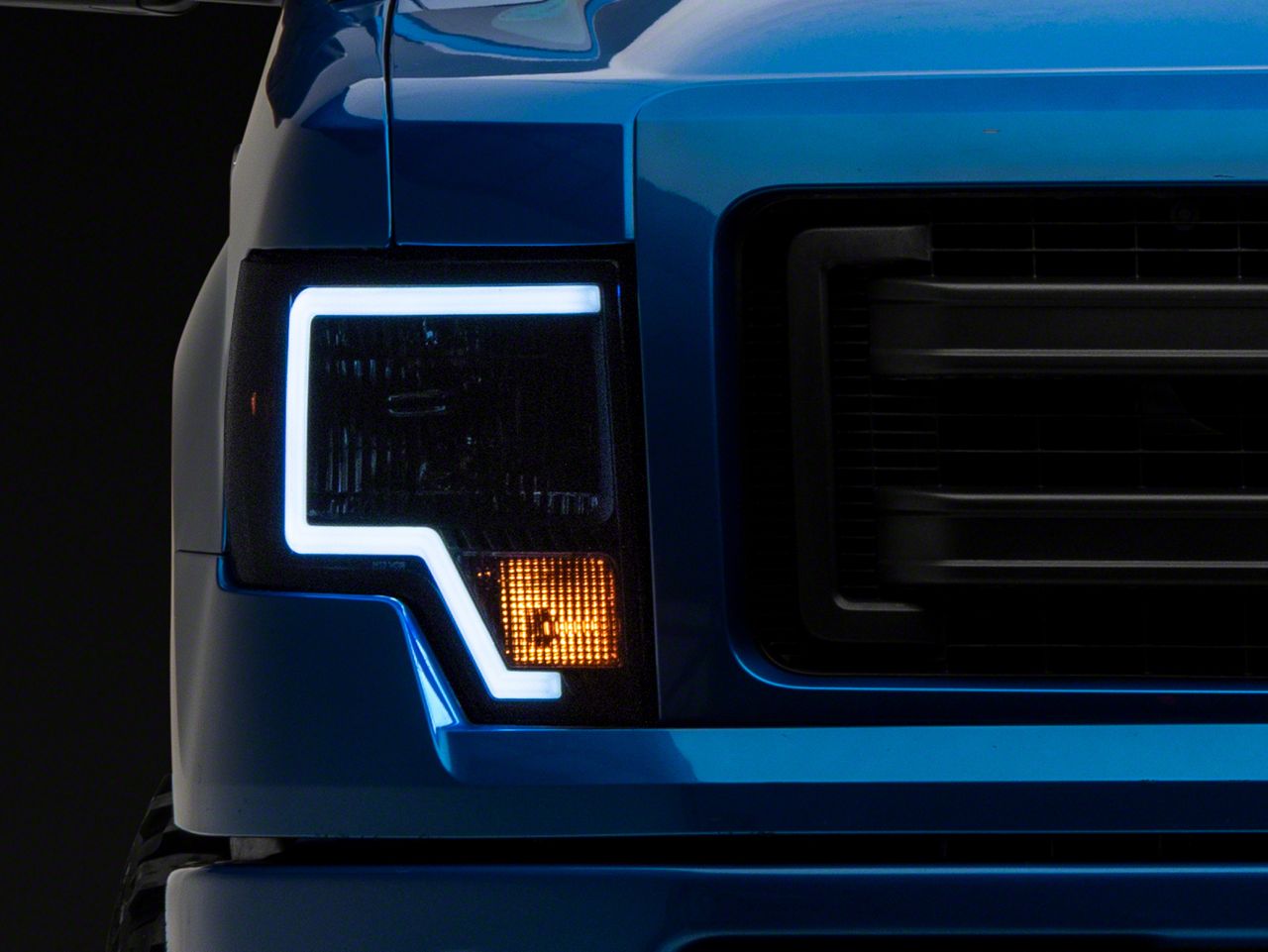 F-150 LED Bar Factory Style Headlights with Amber Reflectors; Black ...